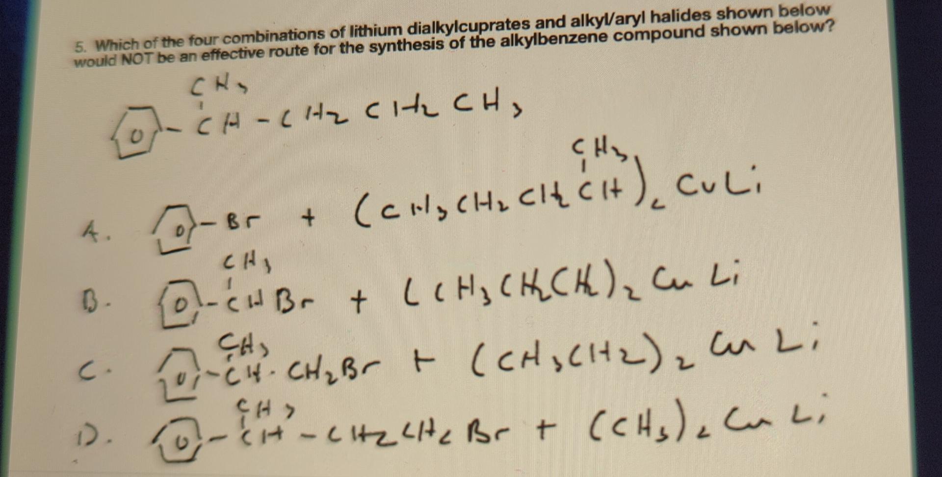 Solved 5. Which of the four combinations of lithium | Chegg.com
