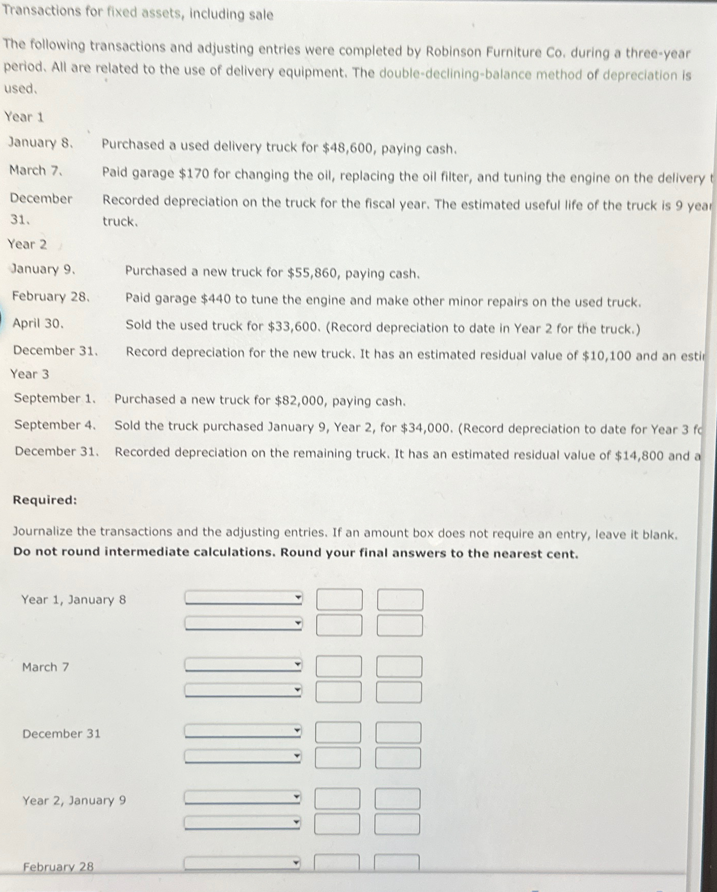 Solved Transactions for fixed assets, including saleThe | Chegg.com