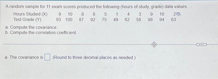 Solved A random sample for 11 exam scores produced the | Chegg.com