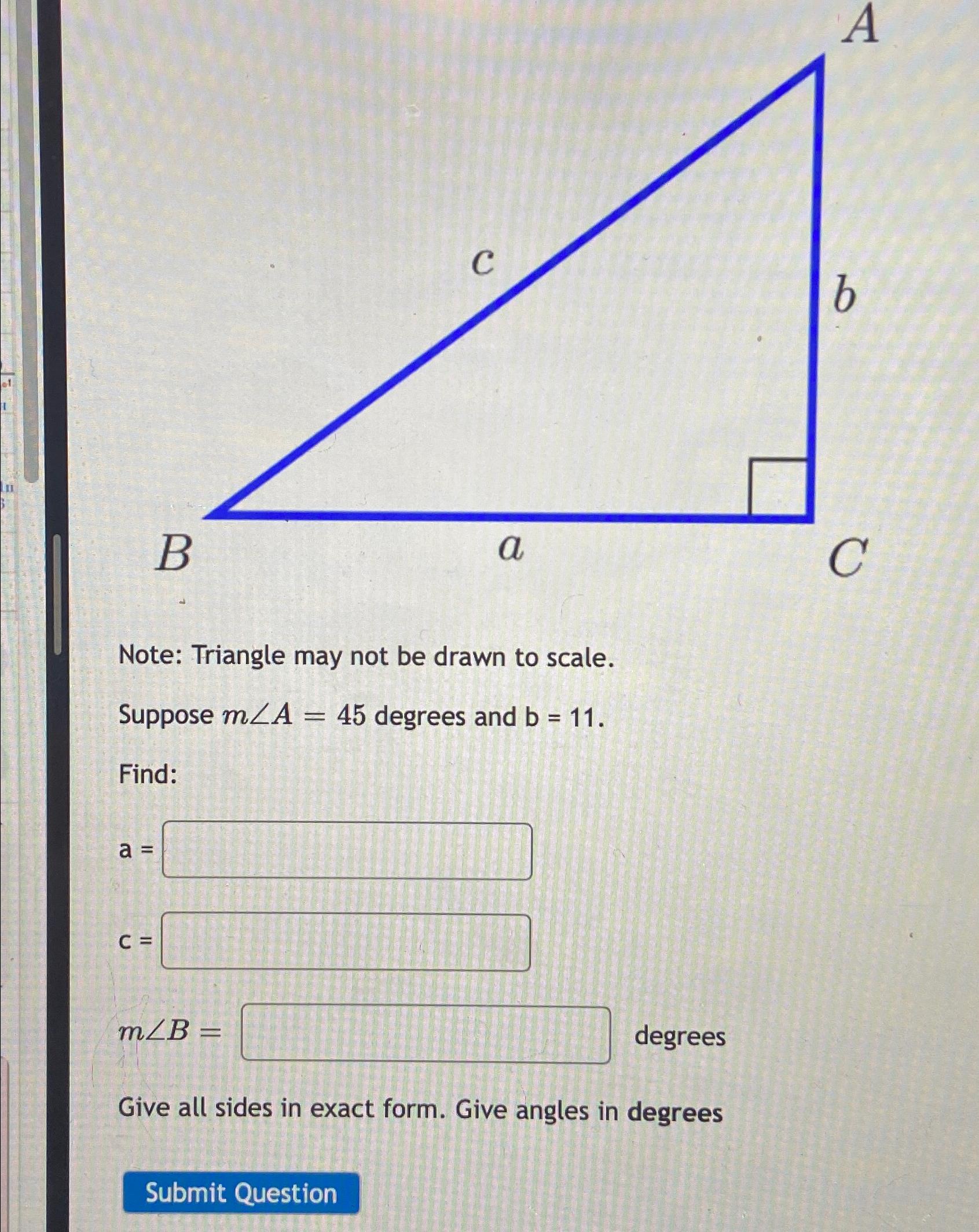 Solved Note: Triangle may not be drawn to scale.Suppose | Chegg.com