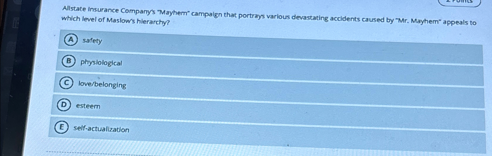 Solved Allstate Insurance Company's "Mayhem" campaign that | Chegg.com