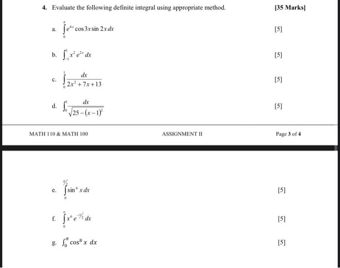 Solved 4. Evaluate the following definite integral using | Chegg.com