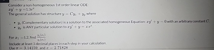 Solved Consider a non-homogeneous 1st order linear | Chegg.com