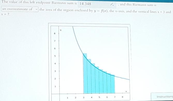 Solved The value of this left endpoint Riemann sum is 14.348 | Chegg.com