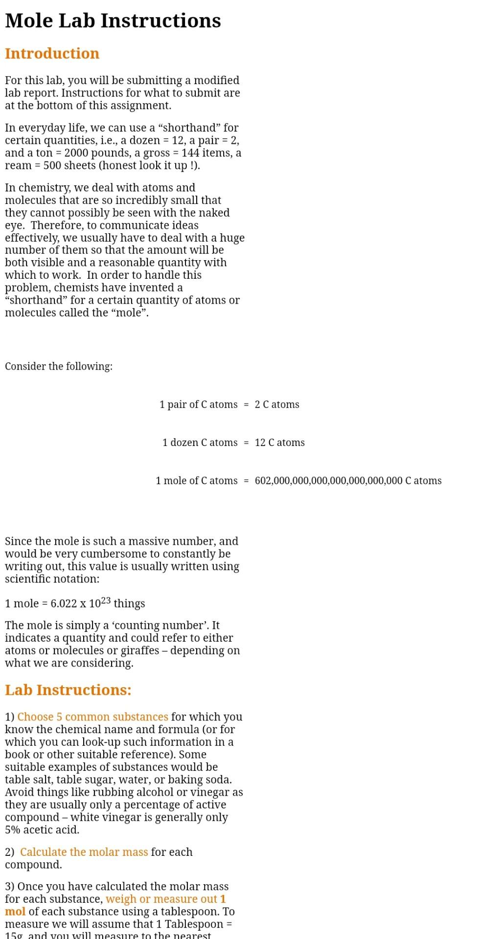 Solved Mole Lab Instructions Introduction For this lab, you | Chegg.com
