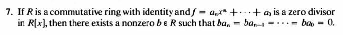 Solved 7. If R is a commutative ring with identity and | Chegg.com