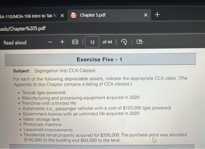 Subject: Segregation Into CCA Classes For each of the | Chegg.com