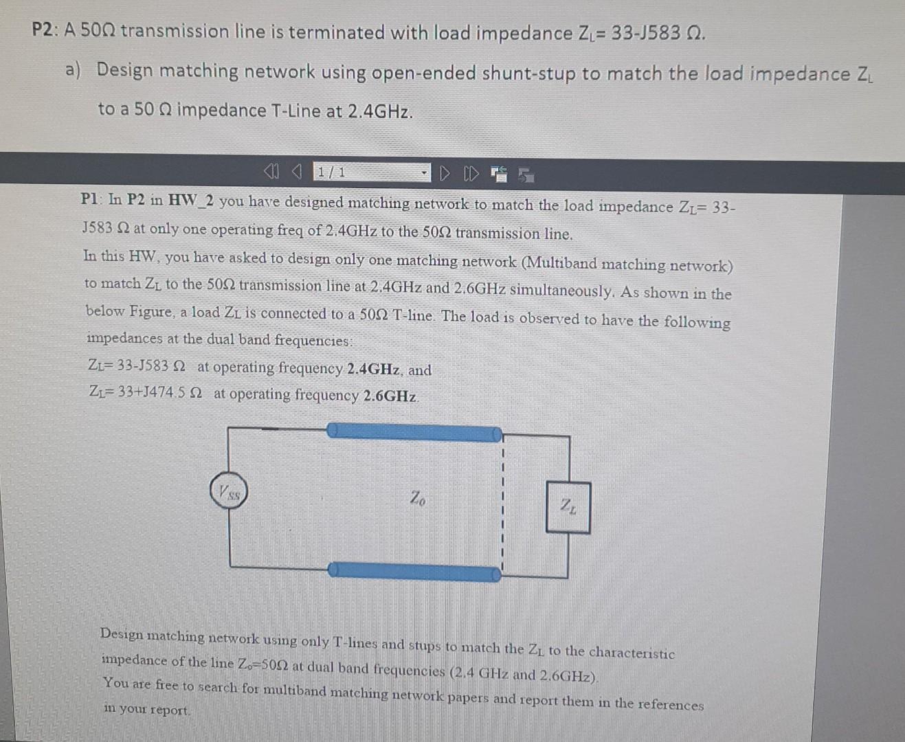 Solved 2: A 50Ω transmission line is terminated with load | Chegg.com