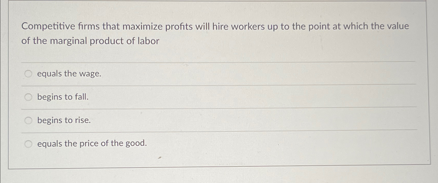 Solved Competitive firms that maximize profits will hire | Chegg.com