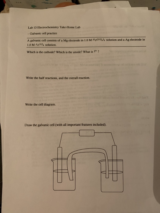 Solved Lab 13 Electrochemistry Take-Home Lab - Galvanic cell | Chegg.com