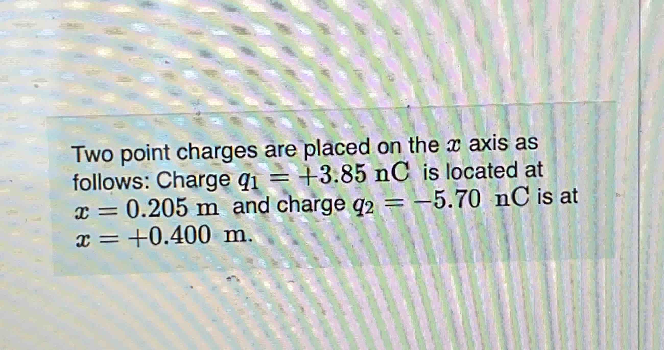 Solved Two point charges are placed on the x axis asfollows: | Chegg.com