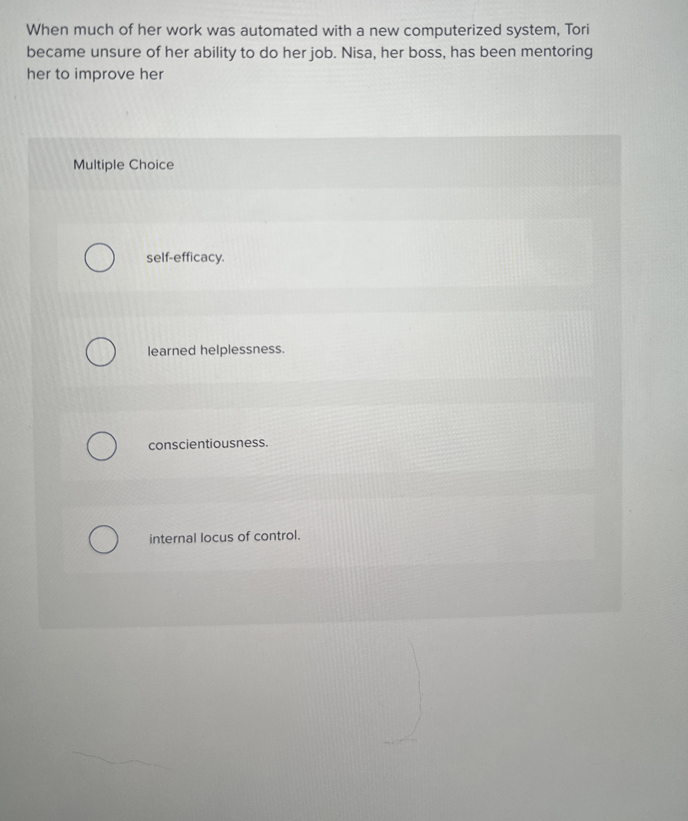 Solved When much of her work was automated with a new | Chegg.com