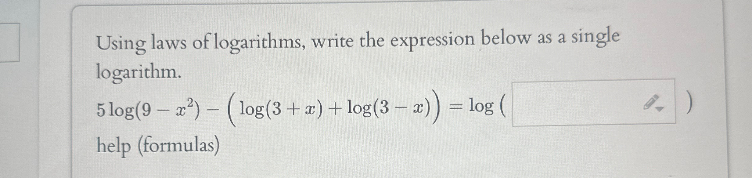 Solved Using laws of logarithms, write the expression below | Chegg.com