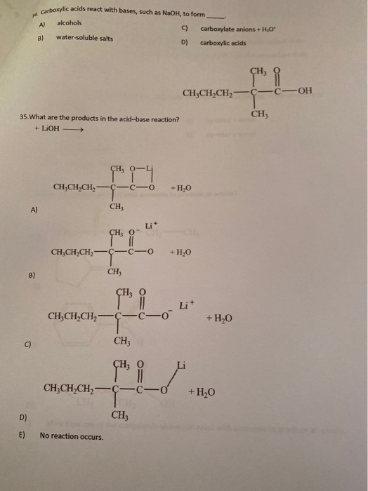 Solved Carboxylic acids react with bases, such as NaOH, to | Chegg.com