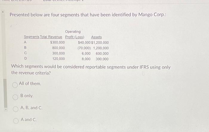 Solved Presented below are four segments that have been | Chegg.com