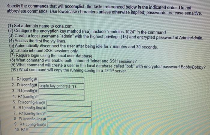 Solved Specify the commands that will accomplish the tasks | Chegg.com