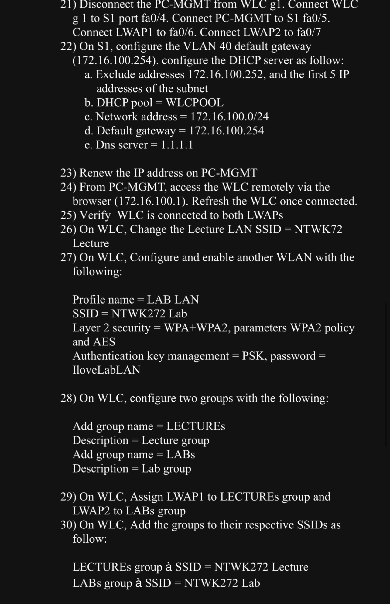 Solved Disconnect the PC-MGMT from WLC g1. ﻿Connect WLC g 1 | Chegg.com