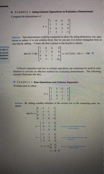 Solved In Exercises 29-30, show that det(A) = 0 without | Chegg.com