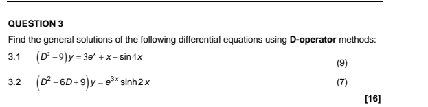 Solved QUESTION 3 Find the general solutions of the | Chegg.com