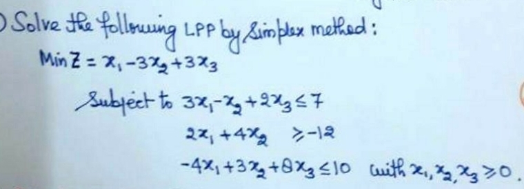 Solved Solve the following LPP by Simplex | Chegg.com