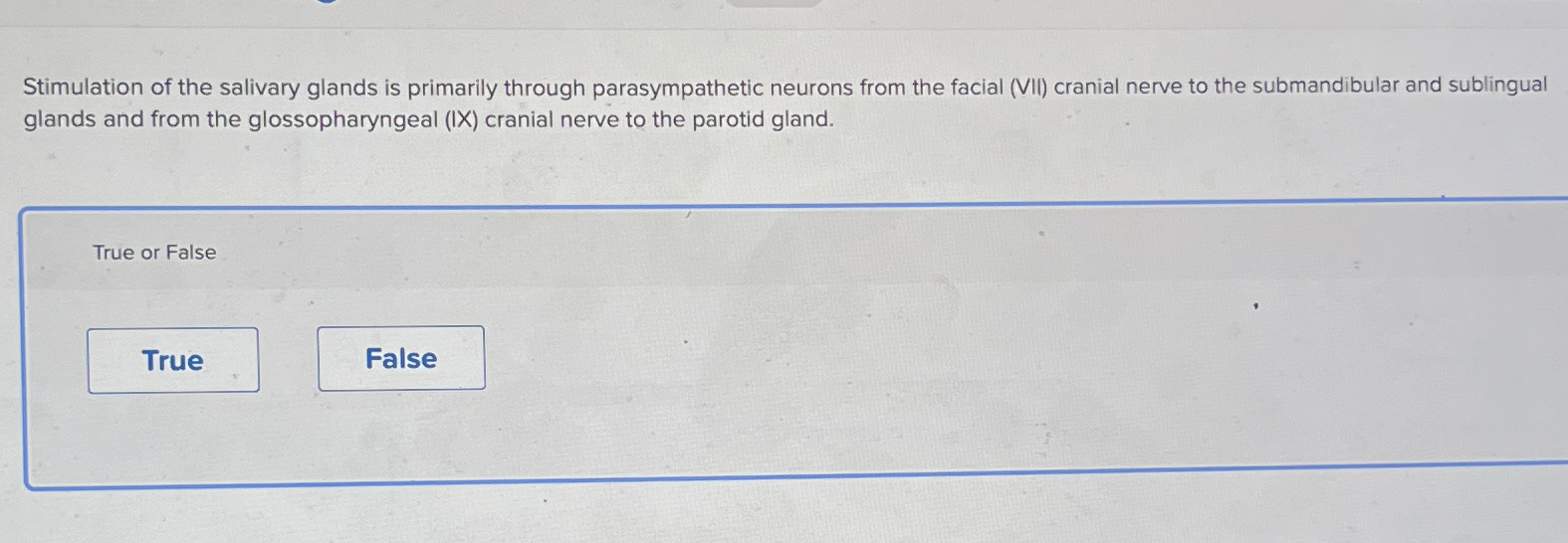 Solved Stimulation of the salivary glands is primarily | Chegg.com