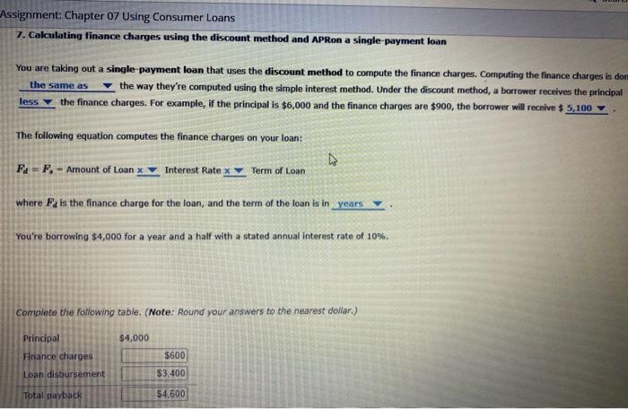 6. Calculating simple interest and APR on a | Chegg.com