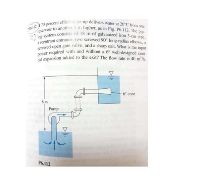 Solved 14112. 70 percent efficienti pamp delivers water at | Chegg.com