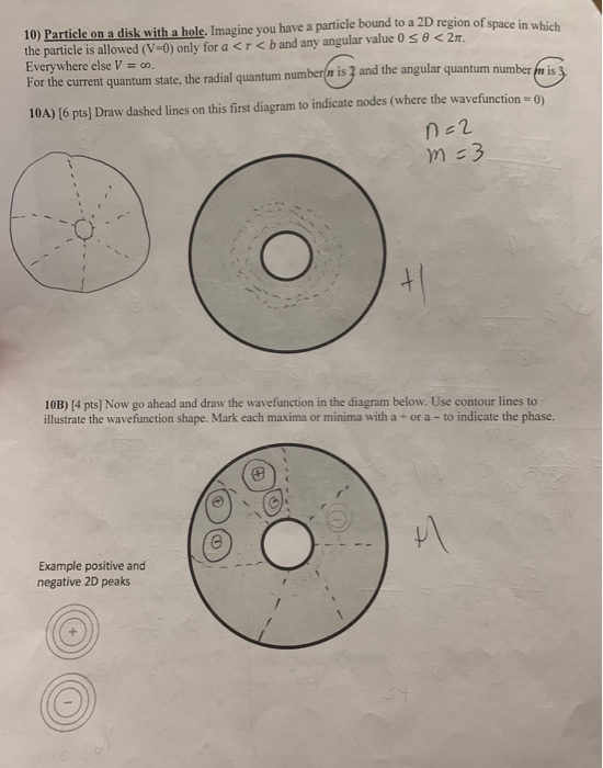 Solved 10) Particle on a disk with a hole. Imagine you have | Chegg.com