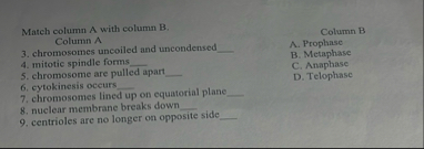 Solved Match column A with column B. ﻿Column A3. | Chegg.com