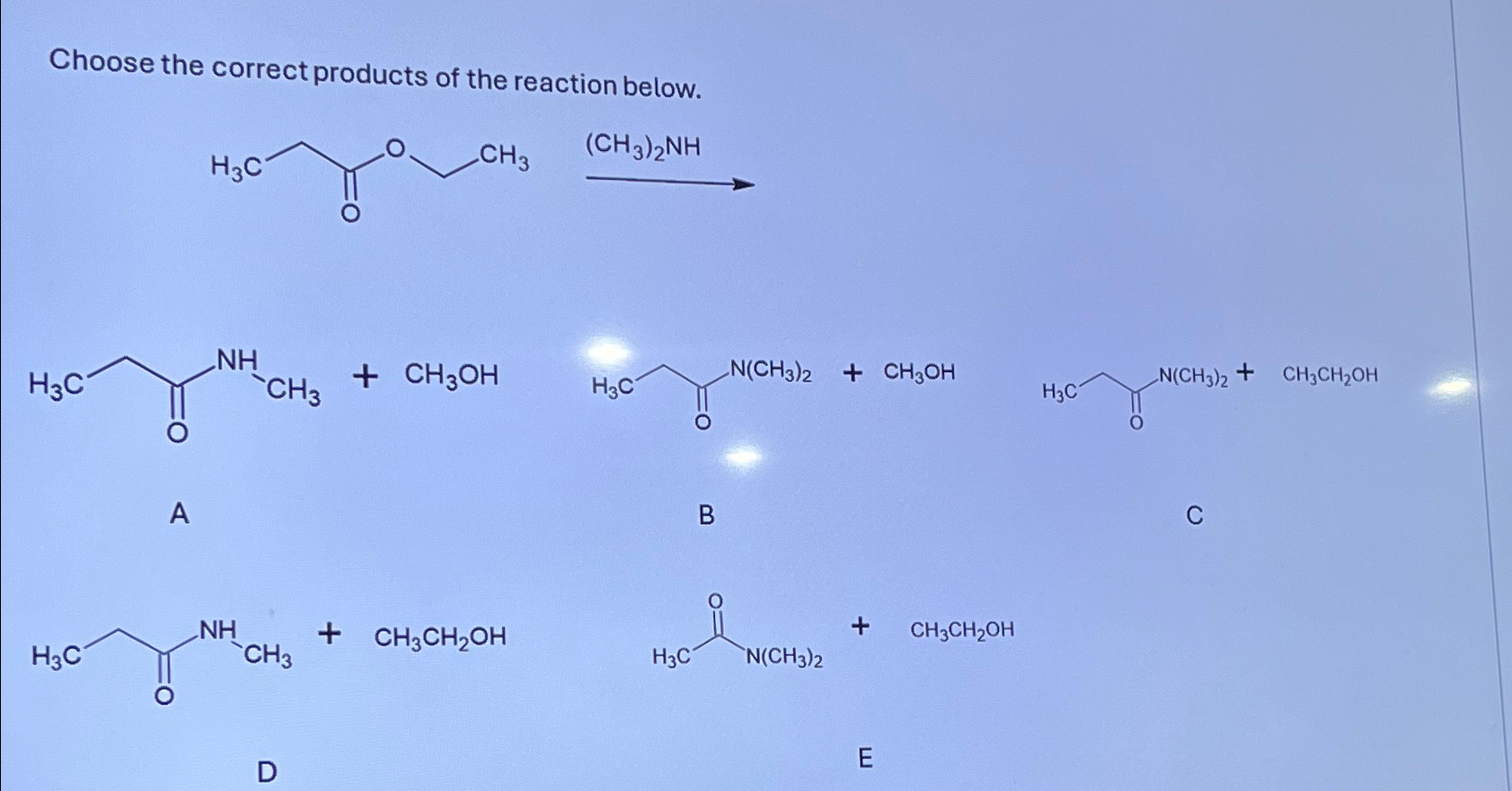 Solved Choose the correct products of the reaction | Chegg.com