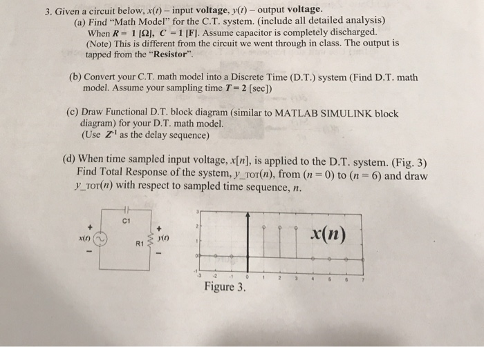 Solved 3. Given a circuit below, x(1) - input voltage, | Chegg.com