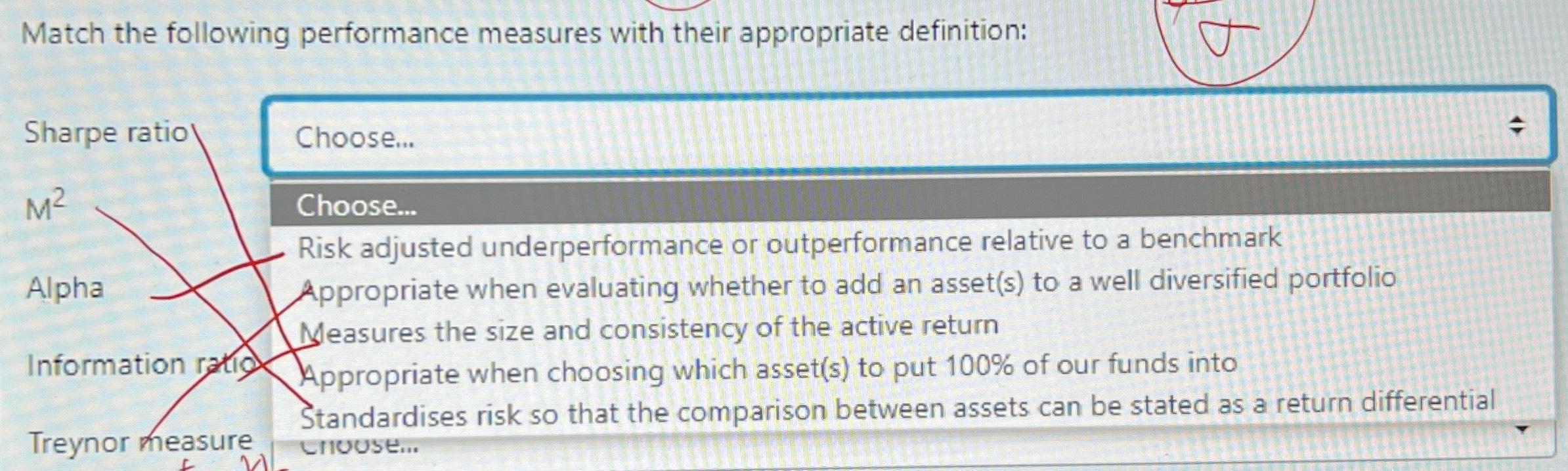 Solved Match the following performance measures with their | Chegg.com