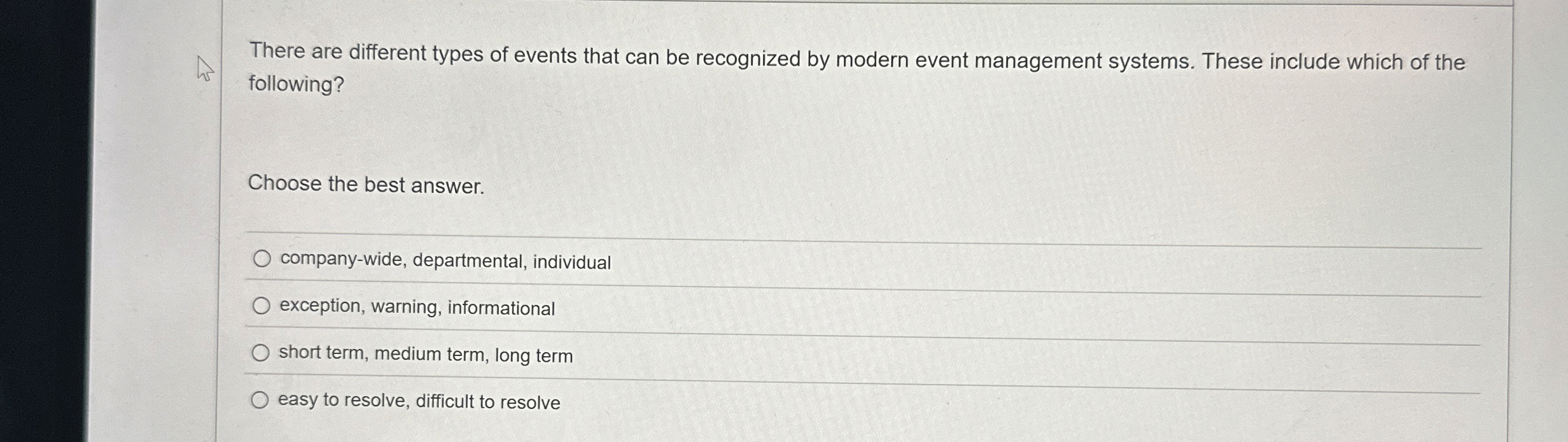 Solved There are different types of events that can be | Chegg.com