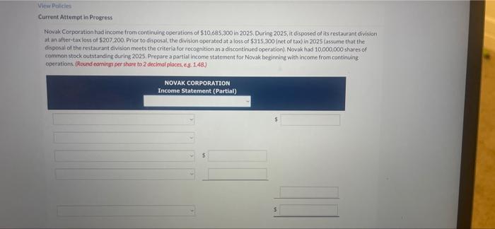 Solved Novak Corporation had income from continuing | Chegg.com