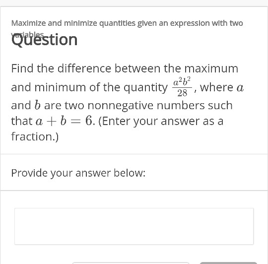 Solved Maximize and minimize quantities given an expression | Chegg.com