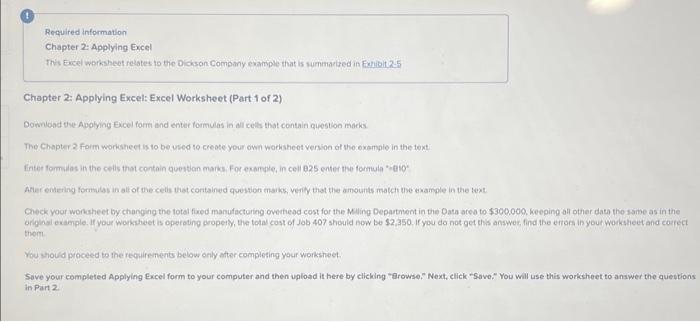 Solved Required information Chapter 2: Applying Excel This | Chegg.com