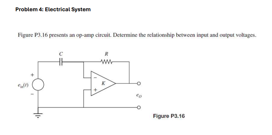 Solved Figure P3.16 ﻿presents an op-amp circuit. Determine | Chegg.com