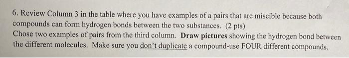Solved 5. Table (2 pts) After completing the miscibility | Chegg.com