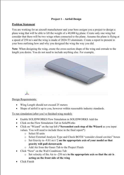 Project 1 - Airfoil Design Problem Statement You are | Chegg.com