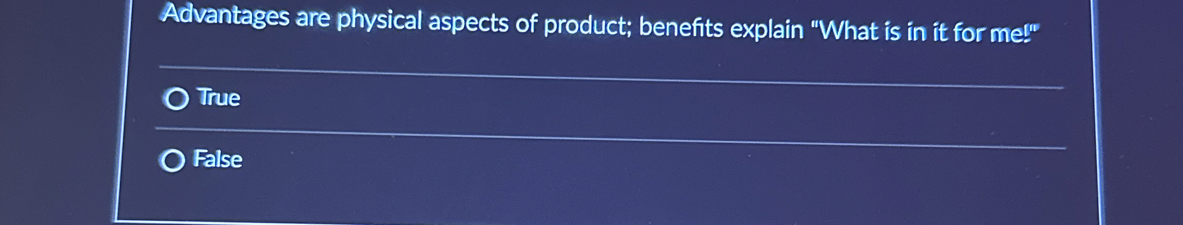 Solved Advantages are physical aspects of product; benefits | Chegg.com