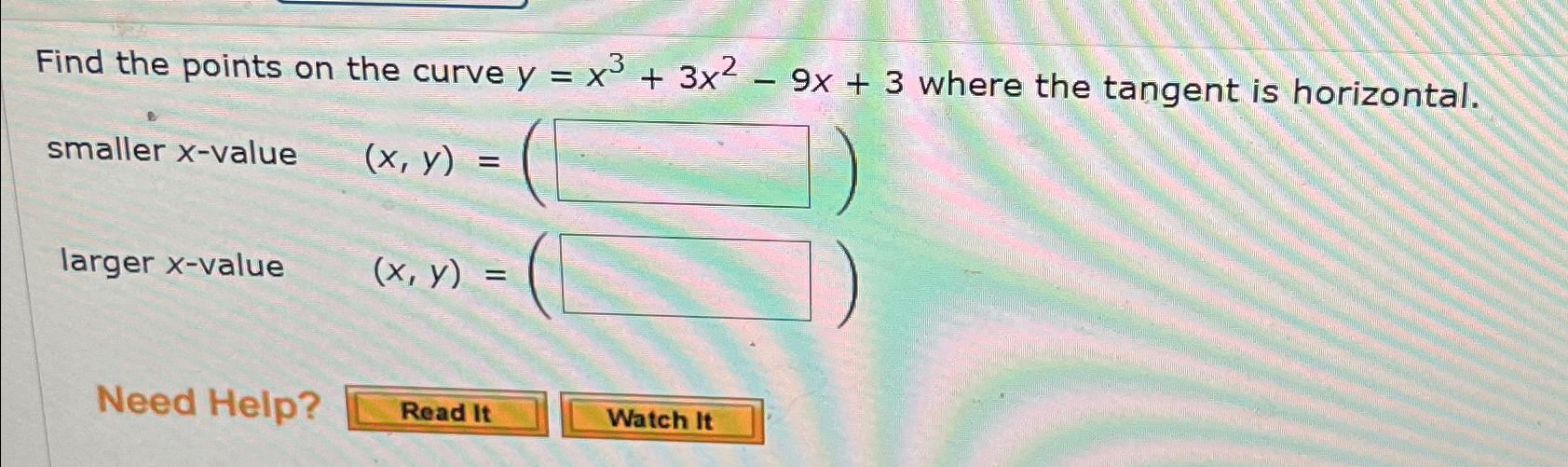 Solved Find the points on the curve y=x3+3x2-9x+3 ﻿where the | Chegg.com
