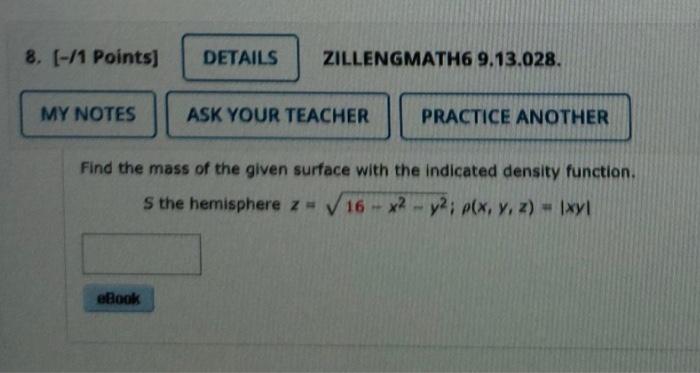 Solved 8. (-11 Points) DETAILS ZILLENGMATH6 9.13.028. MY | Chegg.com Solved 8. (-11 Points) DETAILS ZILLENGMATH6 9.13.028. MY | Chegg.com