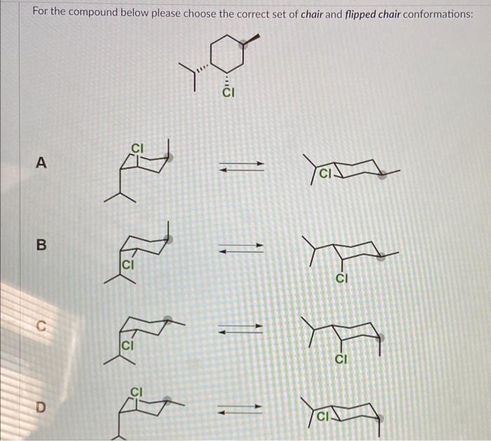 Solved For the compound below please choose the correct set | Chegg.com