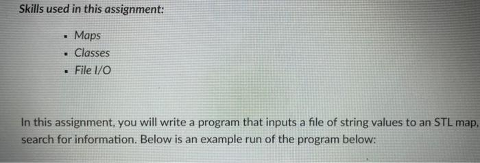 Solved Skills used in this assignment: - Maps - Classes - | Chegg.com