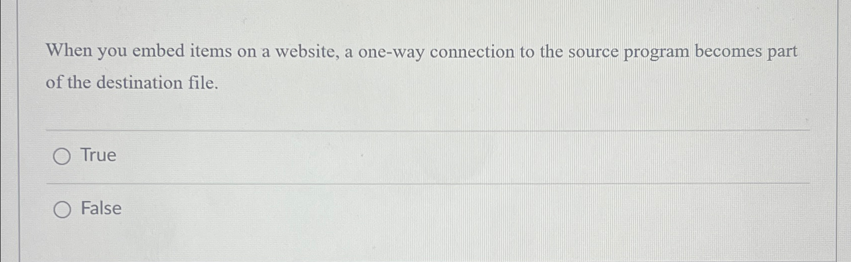 Solved When you embed items on a website, a one-way | Chegg.com