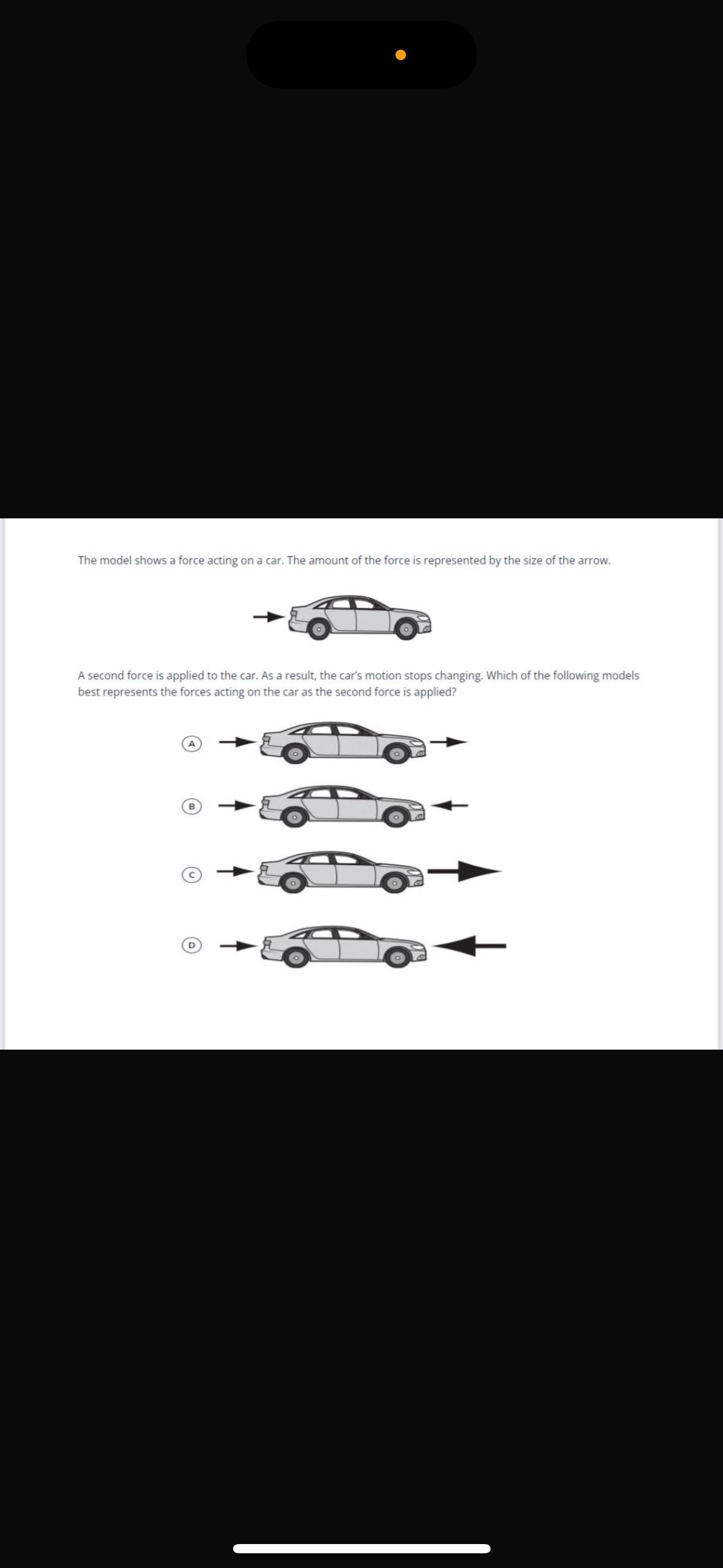Solved The model shows a force acting on a car. The amount | Chegg.com