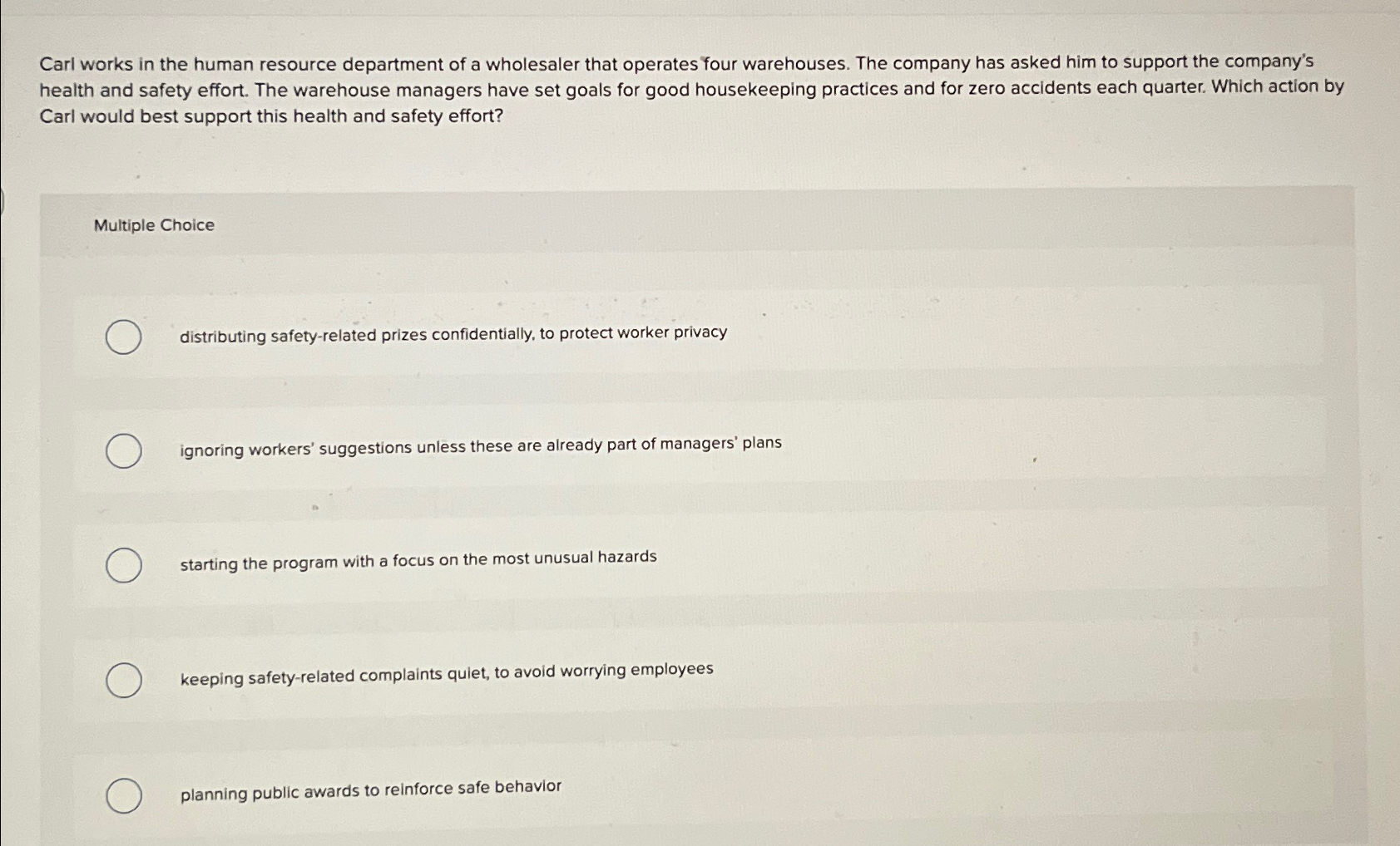 Solved Carl works in the human resource department of a | Chegg.com