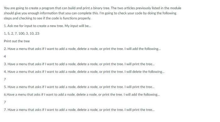 Solved You are going to create a program that can build and | Chegg.com