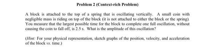 Solved Problem 2 (Context-rich Problem) A block is attached | Chegg.com
