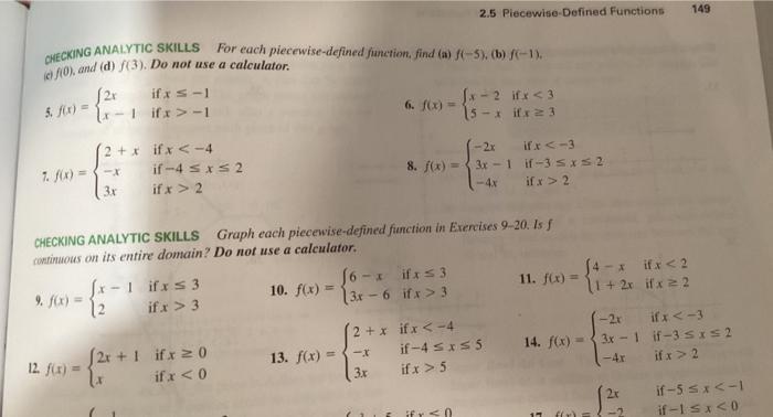 Solved QIECKING ANALYTIC SKILLS For each piecewise-defined | Chegg.com
